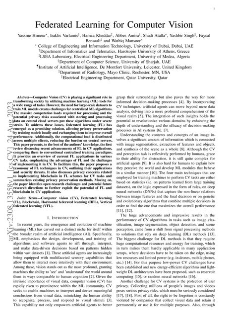 Federated Learning For Computer Vision Deepai