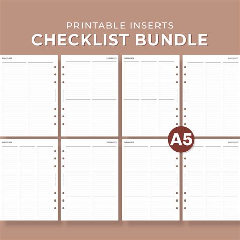 Complete Checklists Bundle A Printable Inserts For Ringbound Discbound Binder To Do Lists