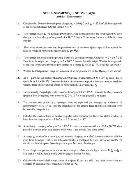 Self Assessment Questions One Pdf