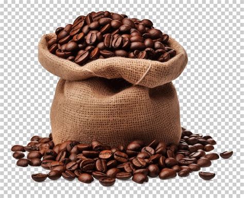 투명 한 배경에 고립 된 커피 콩 자루 프리미엄 Psd 파일