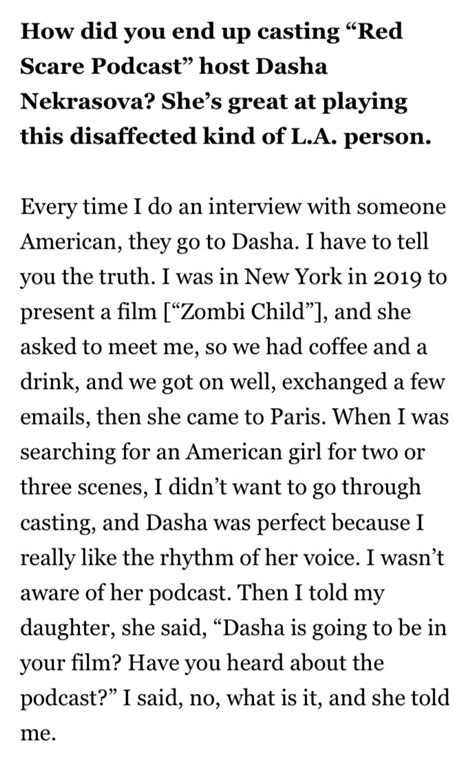 Bertrand Bonello Talks About Dasha R Redscarepod