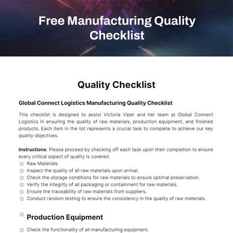 Qc Checklist For Manufacturing At Ryan Boland Blog