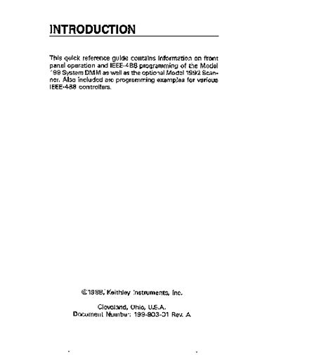Keithley 1992 Iee Programming Of 199 Dmm 1988 Sm Service Manual