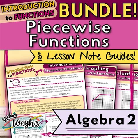 Piecewise Functions Note Guide Bundle 3 Note Guides Included Algebra 2