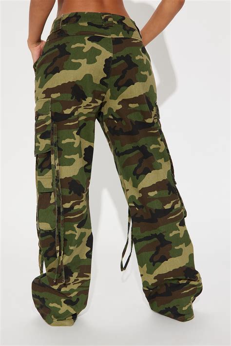 Golden Hour Wide Leg Camo Cargo Pant Olivecombo Fashion Nova