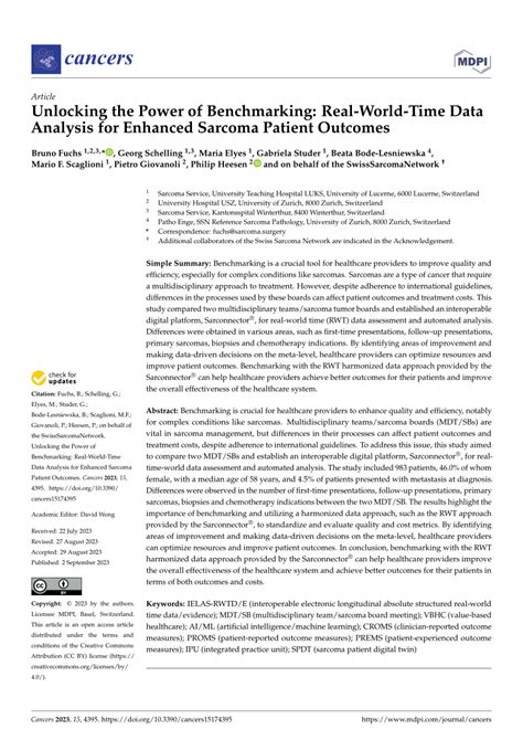 Pdf Unlocking The Power Of Benchmarking Real World Time Data Analysis For Enhanced Sarcoma