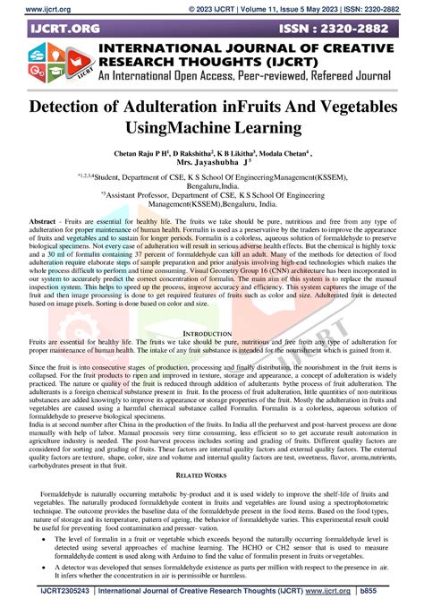 Detection Of Adulteration In Fruits And Vegetables Using Machine Learning Detection Of Studocu