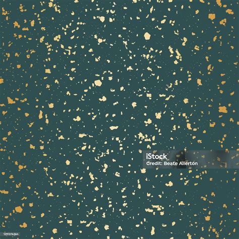 벡터 바다 녹색과 골드 호일 손 제작 테라초 패턴 배경 조밀한 거친 곡물 석강 입자의 배경 미네랄 크리스탈의 추상적인 무지암 질감 모든 인쇄 0명에 대한 스톡 벡터 아트 및