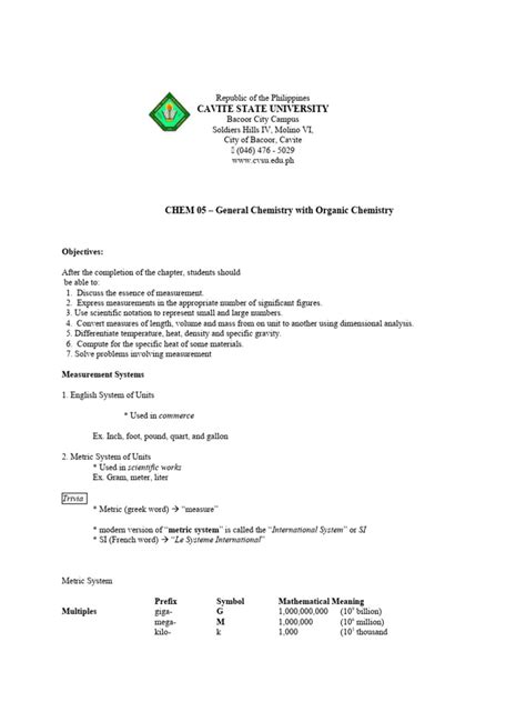 Gen Chem Lec Module 3 Pdf Weight Significant Figures