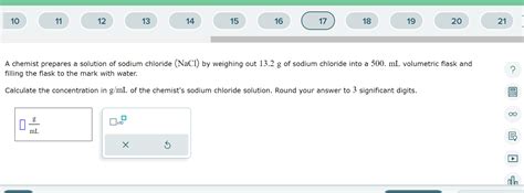 Solved A Chemist Prepares A Solution Of Sodium Chloride Chegg
