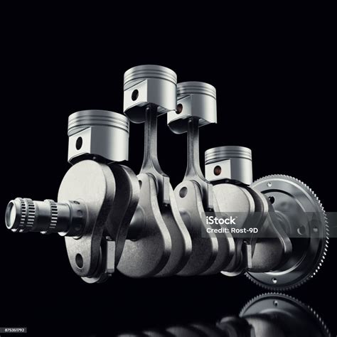 V4 엔진 피스톤 및 장부에 검정색 배경 피스톤과 크랭크 샤프트 4 개의 실린더 엔진입니다 V4 자동차 엔진입니다 현대 자동차 엔진 3d의 개념 렌더링 엔진에 대한 스톡