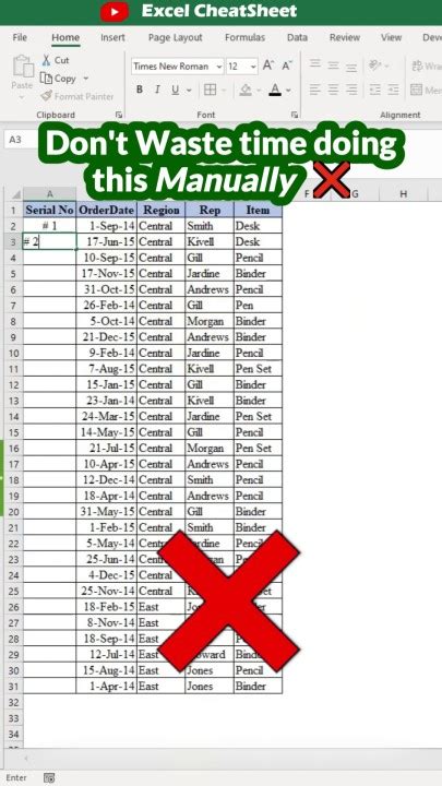 Excel Cheatsheet On Linkedin Create Sequence Number Automatically In
