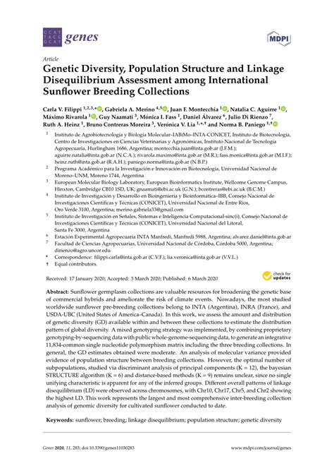 Pdf Genetic Diversity Population Structure And Linkage
