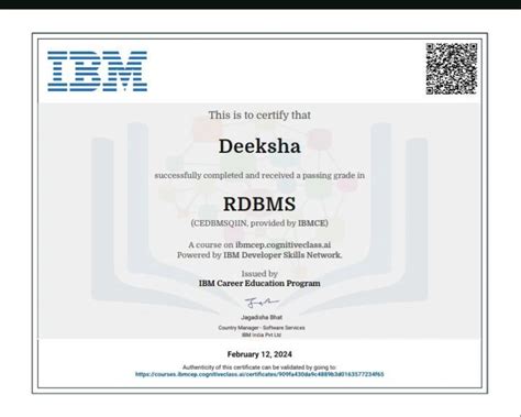 deeksha kulal on linkedin first certificate from ibm