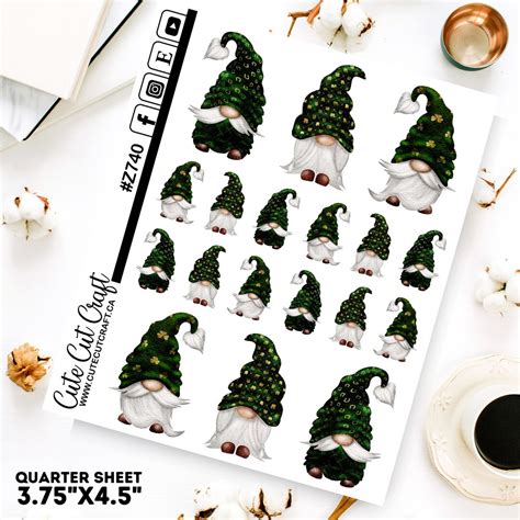 Gnome Planner Stickers St Patricks Green Gnomes Etsy