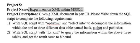 Solved Project 5 Project Name Experiment On Xml Within