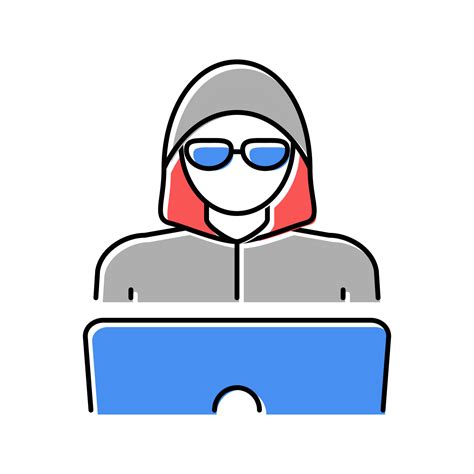 Hacker Work At Laptop Color Icon Vector Illustration Vector Art At Vecteezy
