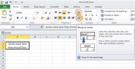 Worksheet Function Excel How Do I Make The Text In A Cell Flow Over Into The Cell Below
