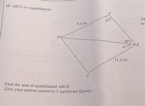Solved 19 Abcd Is A Quadrilateral Ac Find The Area Of Quadrilateral