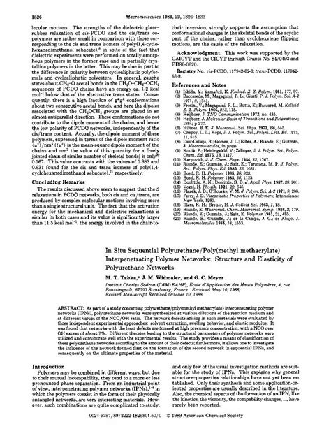 Pdf In Situ Sequential Polyurethane Polymethyl Methacrylate Interpenetrating Polymer