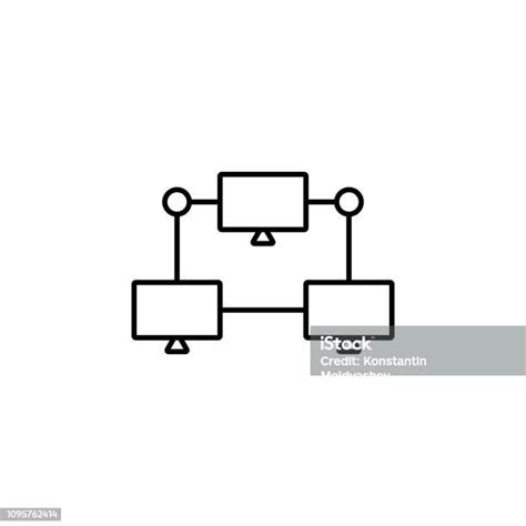 컴퓨터 연결 아이콘입니다 웹 디자인 개발의 간단한 개요 벡터 Ui와 Ux 웹사이트 또는 모바일 응용 프로그램에 대 한 아이콘을 설정 0명에 대한 스톡 벡터 아트 및 기타