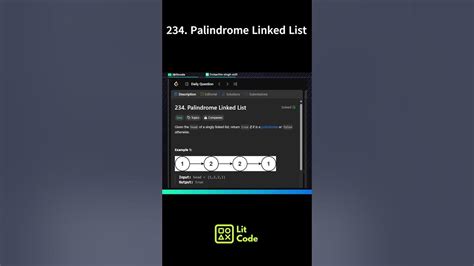 Leetcode 234 Palindrome Linked List Shorts Python Leetcodechallenge Coding Leetcode Youtube