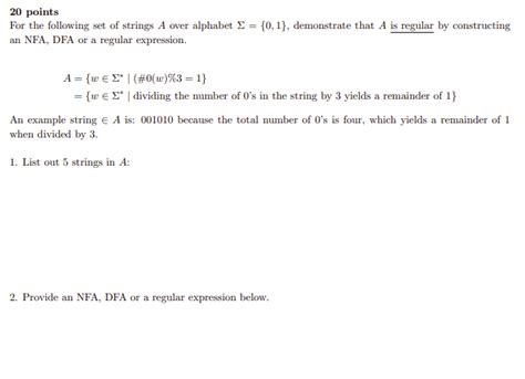 Solved Points For The Following Set Of Strings A Over Chegg