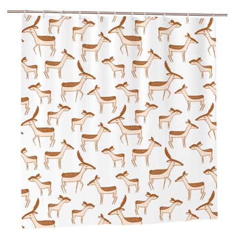 Yfyang Waterproof Bathroom Shower Curtain Cartoon Deer Pattern Shower