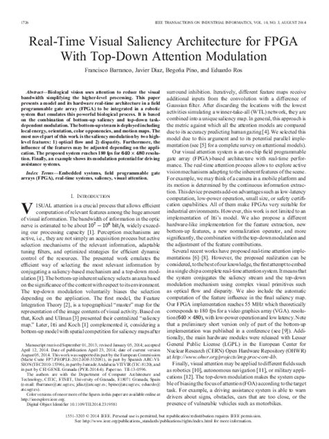 pdf real time visual saliency architecture for fpga with top down attention modulation