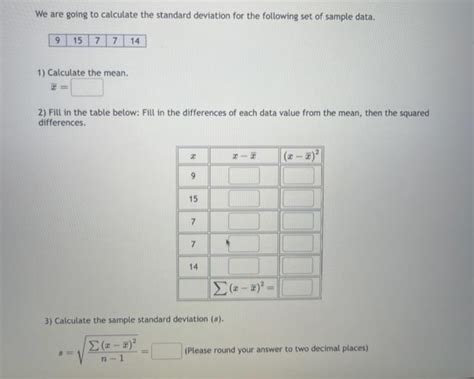 Solved We Are Going To Calculate The Standard Deviation For Chegg