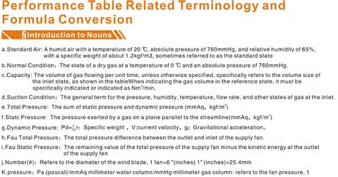 Environmech Sdn Bhd Since 2012 Centrifugal Fan Performance Table Related Terminology And