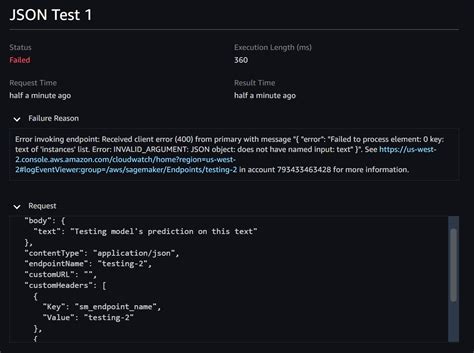 Amazon Web Services Aws Sagemaker Endpoint Received Client Error Stack Overflow