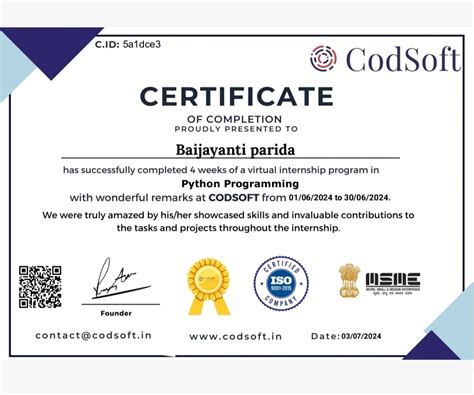Finished Codsoft Python Internship Baijayanti Parida Posted On The
