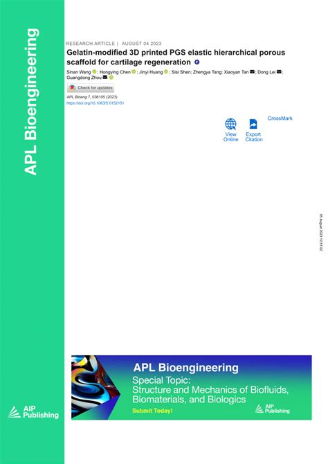 Pdf Gelatin Modified 3d Printed Pgs Elastic Hierarchical Porous Scaffold For Cartilage
