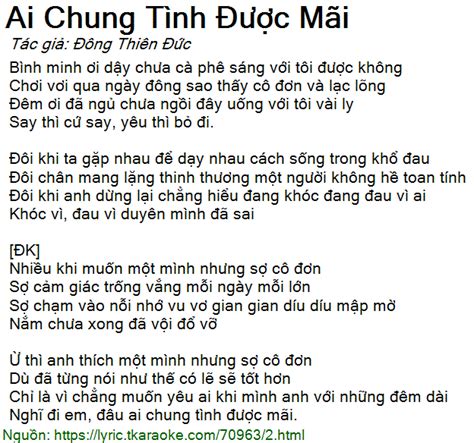 Lời Bài Hát Ai Chung Tình Được Mãi Đông Thiên Đức [có Nhạc Nghe]