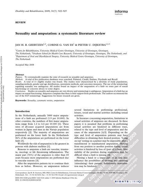 PDF Sexuality And Amputation A Systematic Literature Review