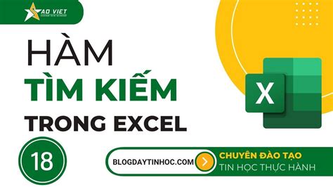 tự học excel cơ bản bài 18 hướng dẫn sử dụng hàm tìm kiếm trong excel youtube