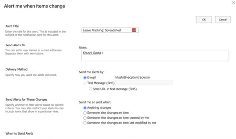 How To Set Up Notifications In Excel Vacation Tracker