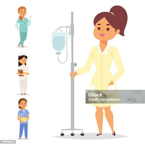 의사 간호사 문자 벡터 의료 여자 직원 평면 디자인 병원 팀 사람들이 박사 학위 일러스트 레이 션 간호사에 대한 스톡 벡터 아트 및 기타 이미지 Istock