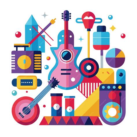Abstract Geometric Design With Musical Instruments Premium Ai