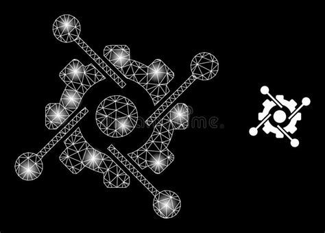 Bright Web Mesh Hitech Industry Icon With Glare Spots Stock Vector Illustration Of Composition