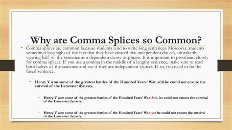 PPT Comma Splices PowerPoint Presentation Free Download ID