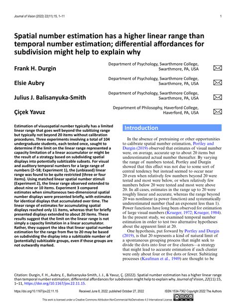 Pdf Spatial Number Estimation Has A Higher Linear Range Than Temporal