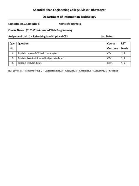 Advanced Web Programming Assignments Sja Ssec Pdf Computer Programming Information Technology