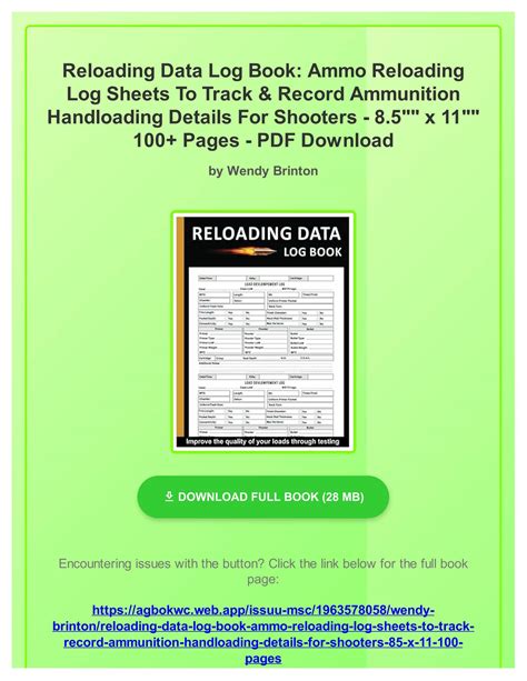 Ebook Free Reloading Data Log Book Ammo Reloading Log Sheets To Track And Record Ammunition