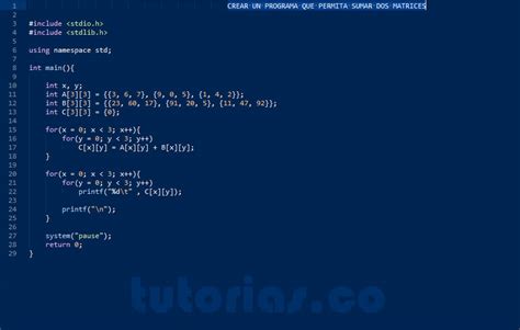 Arrays Turbo C Suma De Matrices Tutorias Co