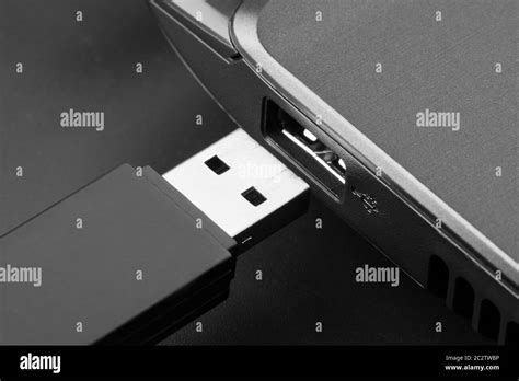 Plugging Removable Flash Disk Memory Into Laptop USB Slot Stock Photo Alamy