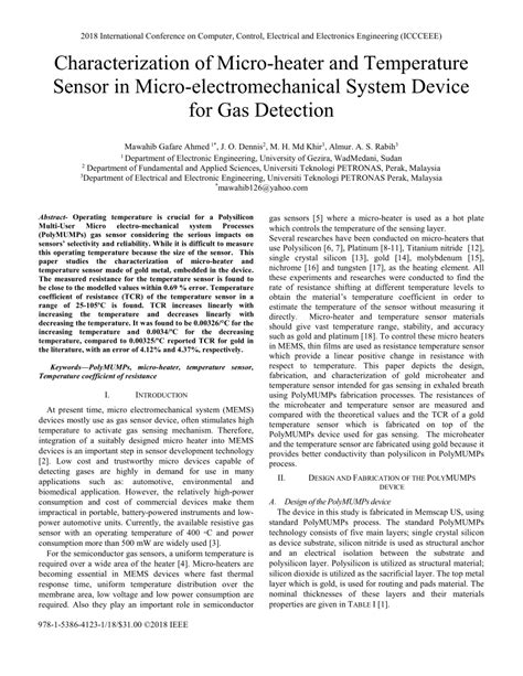 Pdf Characterization Of Micro Heater And Temperature Sensor In Micro