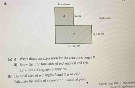 Solved Write Down An Expression For The Area Of Rectangle R Ii Show