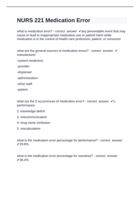 Nurs 221 Medication Error Liberty University Question And Answers Correctly Solved 2024 2025